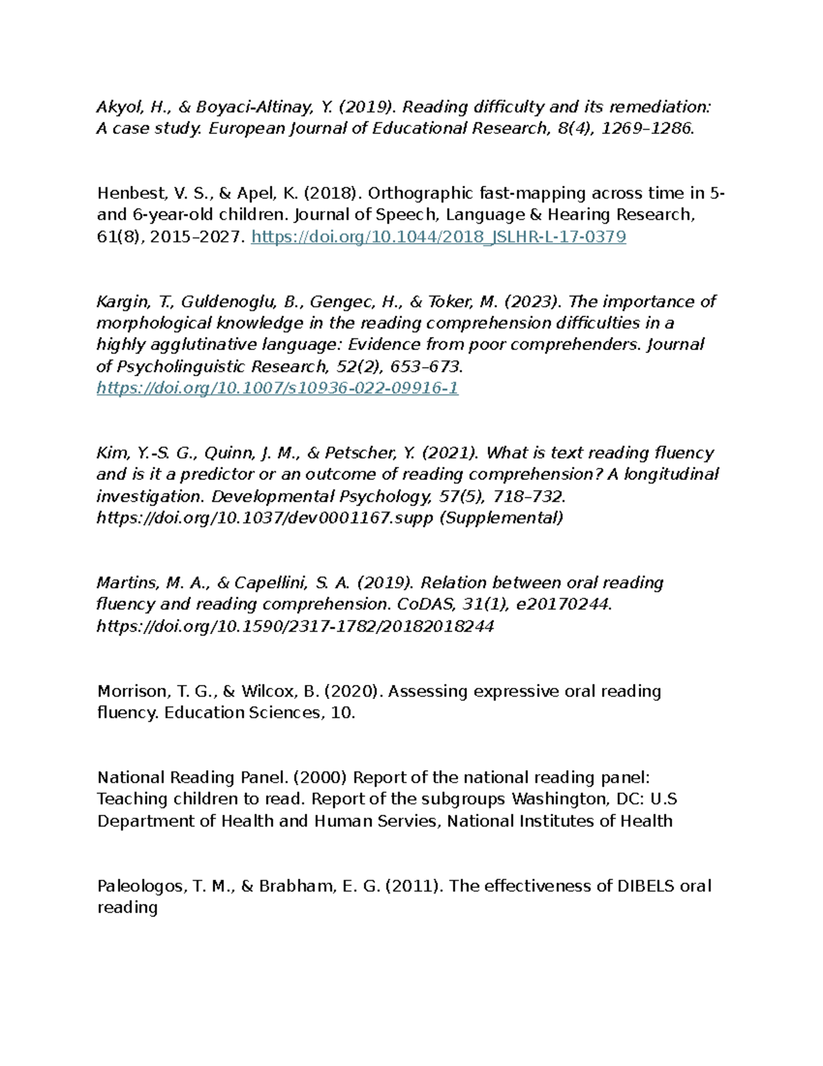 Capstone Resources - Akyol, H., & Boyaci-Altinay, Y. (2019). Reading difficulty and its - Studocu