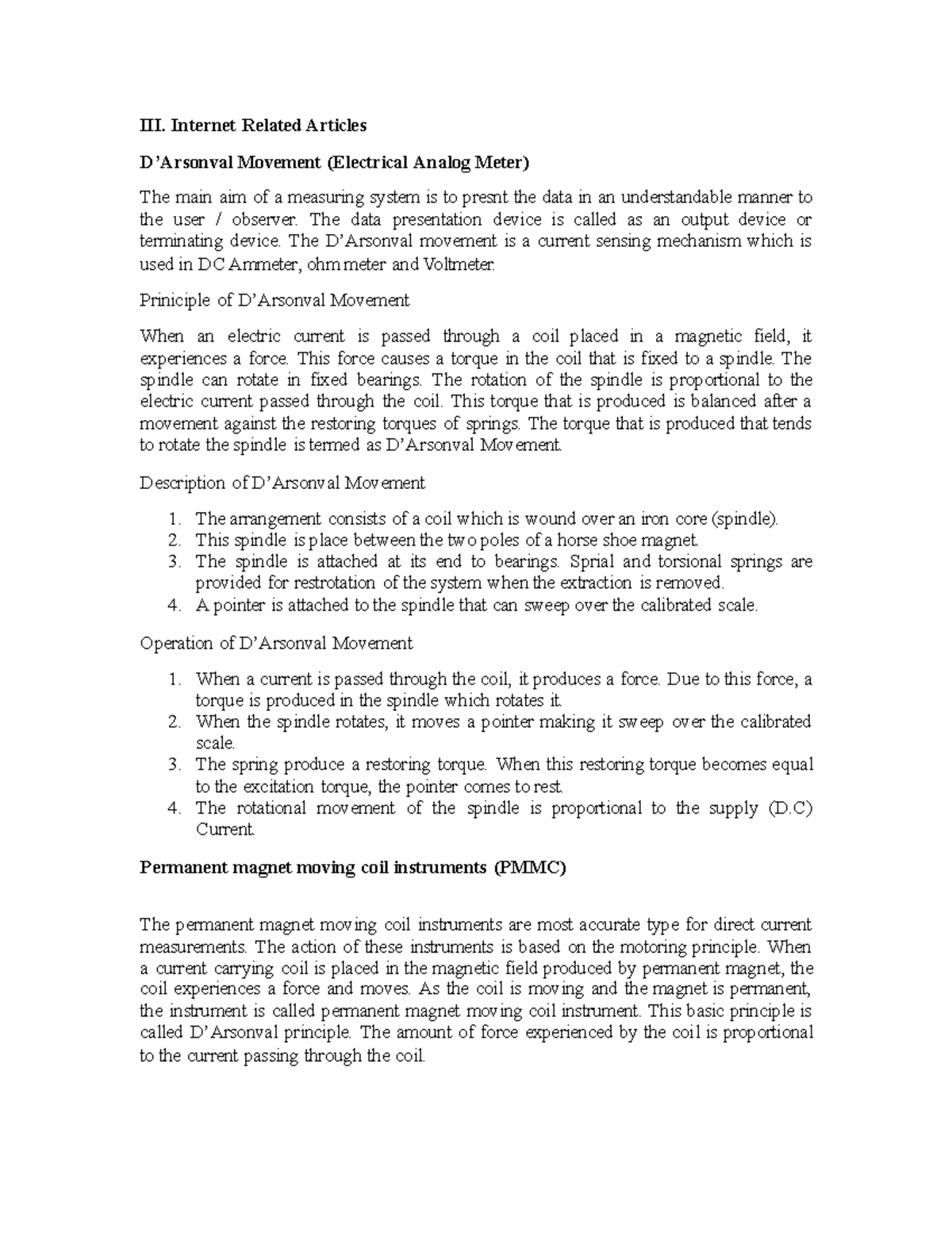 internet related articles DC instruments - III. Internet Related ...