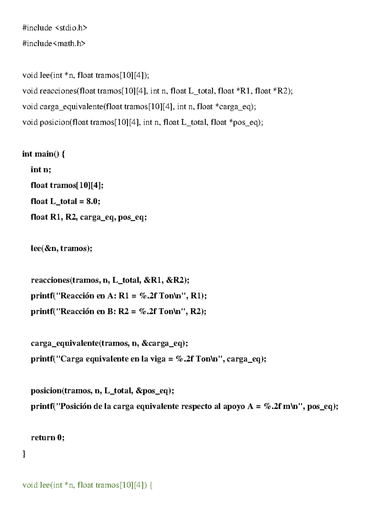 PC1 24-2 Progra - pc1 24-2 - #include #include void lee(int *n, float - Studocu
