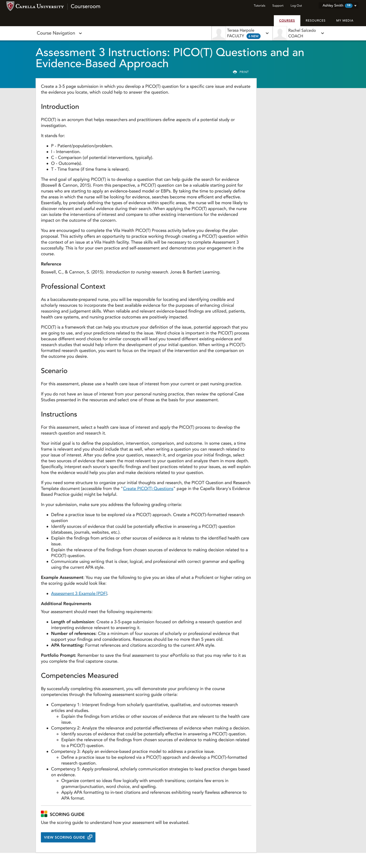 Assessment 3 Instructions: PICO(T) Questions and an - Assessment 3 ...