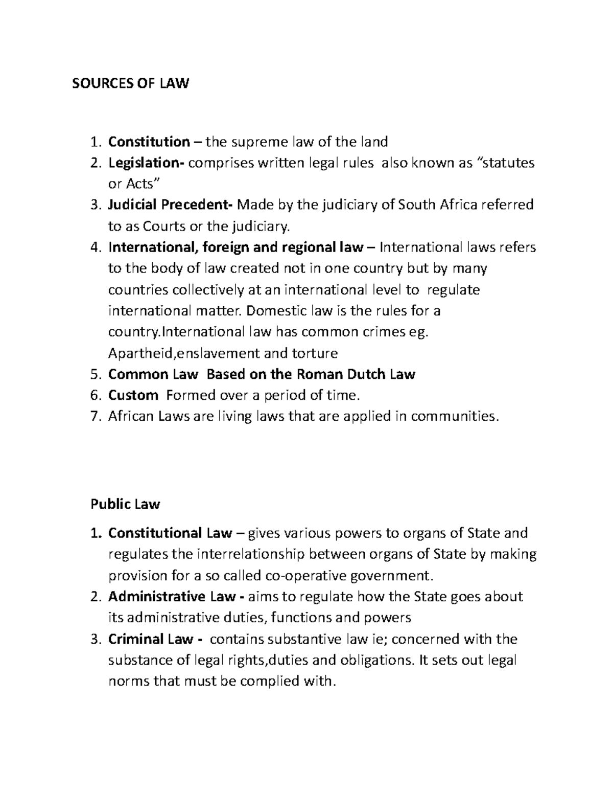 Intro to law lesson 7 - slides - SOURCES OF LAW Constitution – the supreme law of the land - Studocu