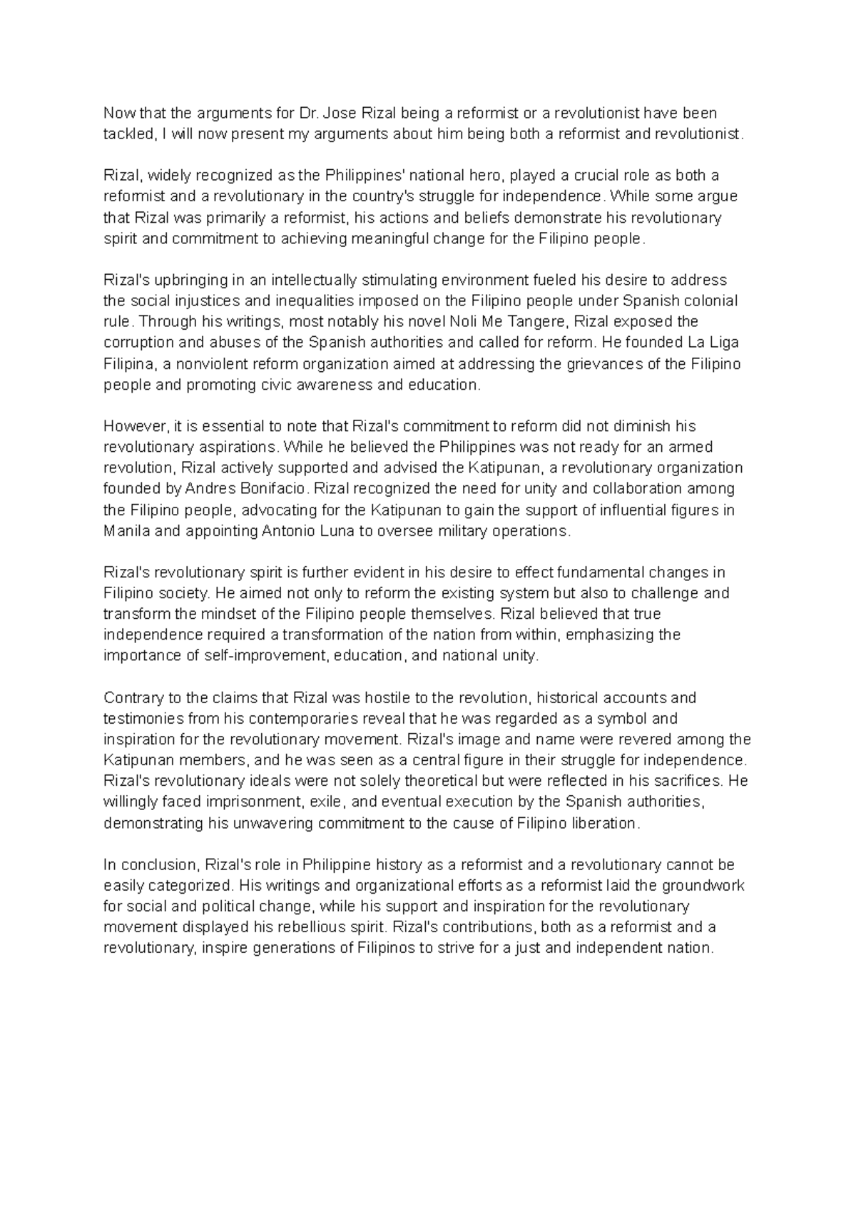 Rizal as a reformist or revolutionist - Now that the arguments for Dr ...