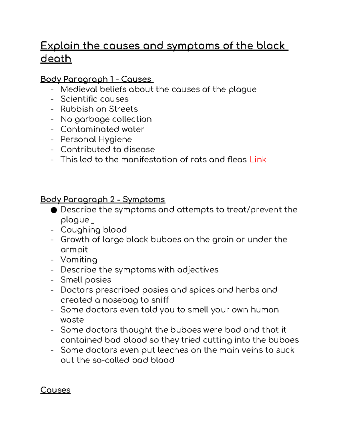 History Revision Black Death - Explain the causes and symptoms of the ...