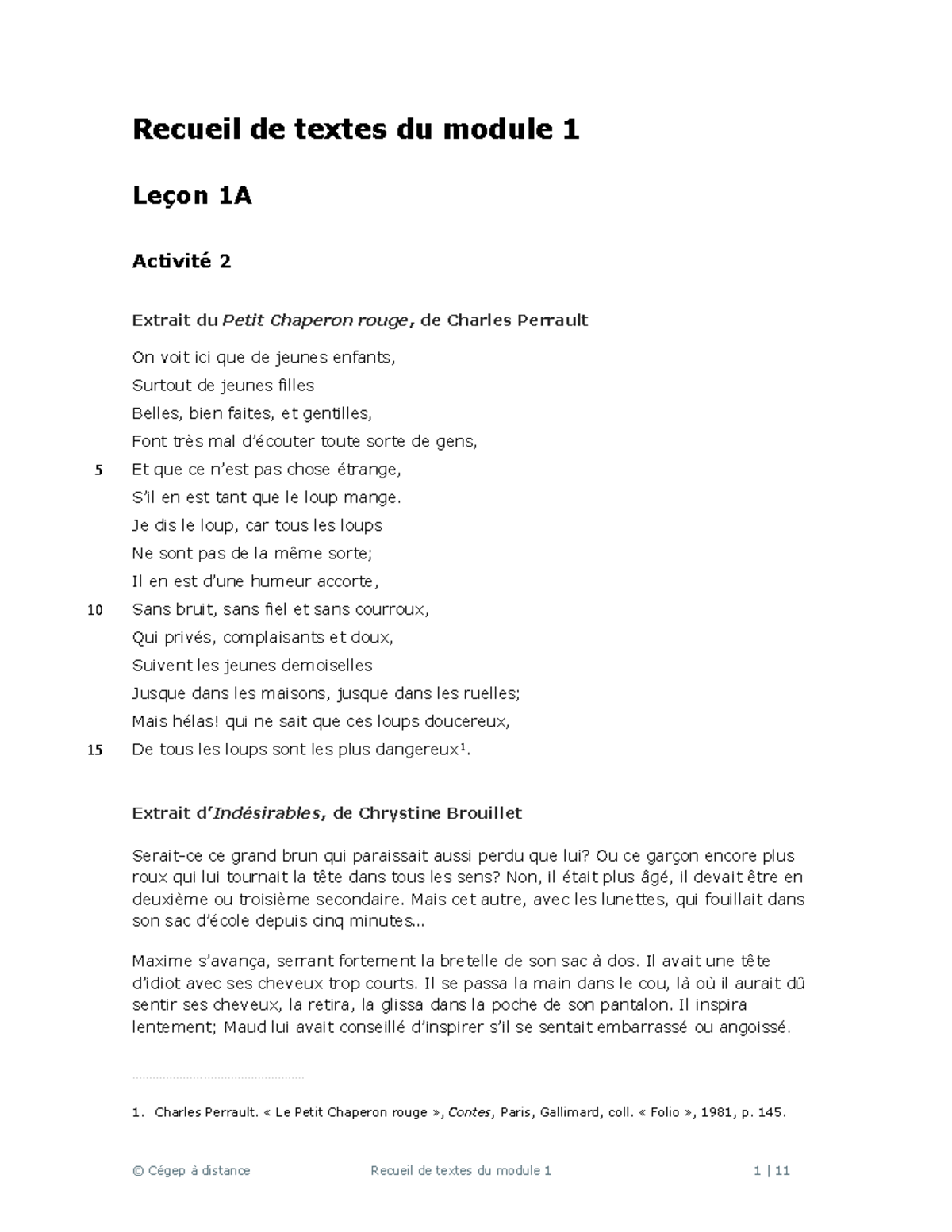 601-101-MQ recueil de textes M1 - Recueil de textes du module 1 Leçon ...