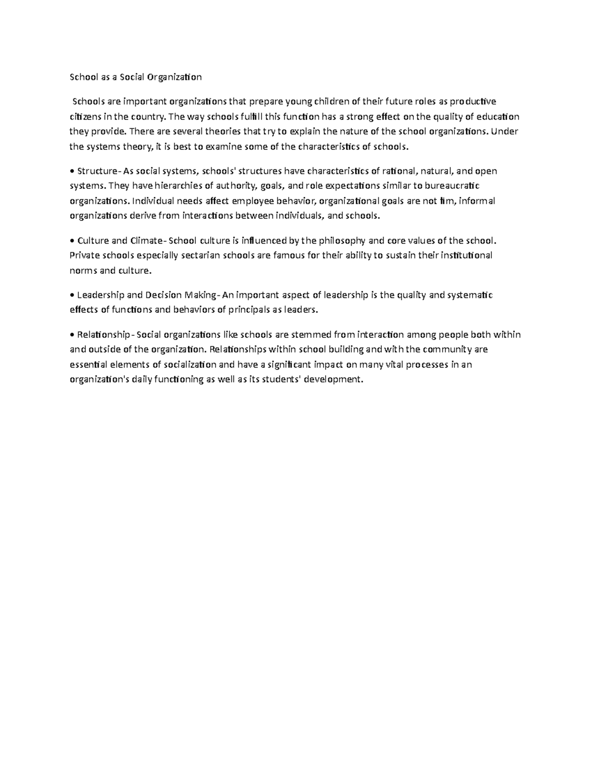 School as a Soc-WPS Office - School as a Social Organization Schools ...