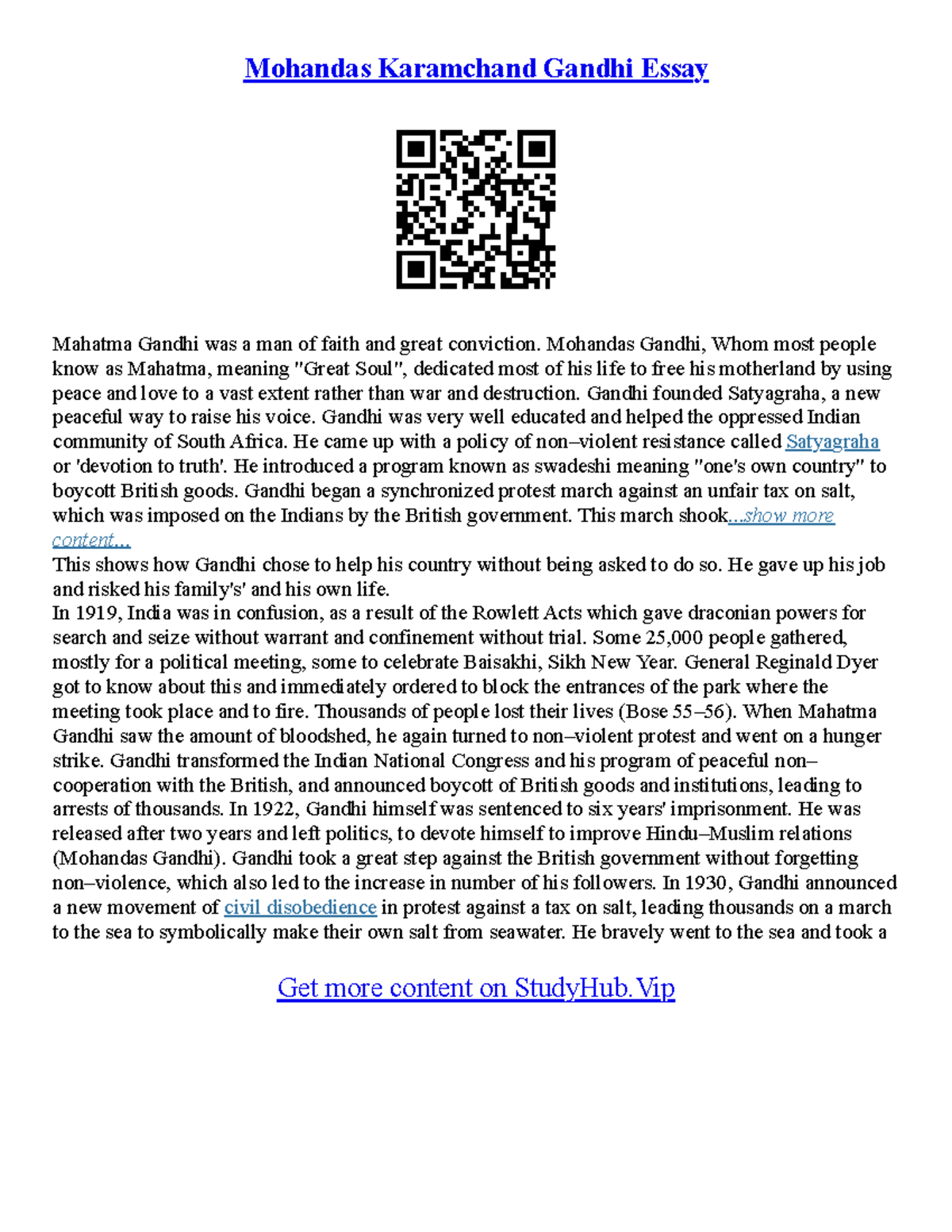 Essay Mahatma Gandhi - Mohandas Karamchand Gandhi Essay Mahatma Gandhi ...