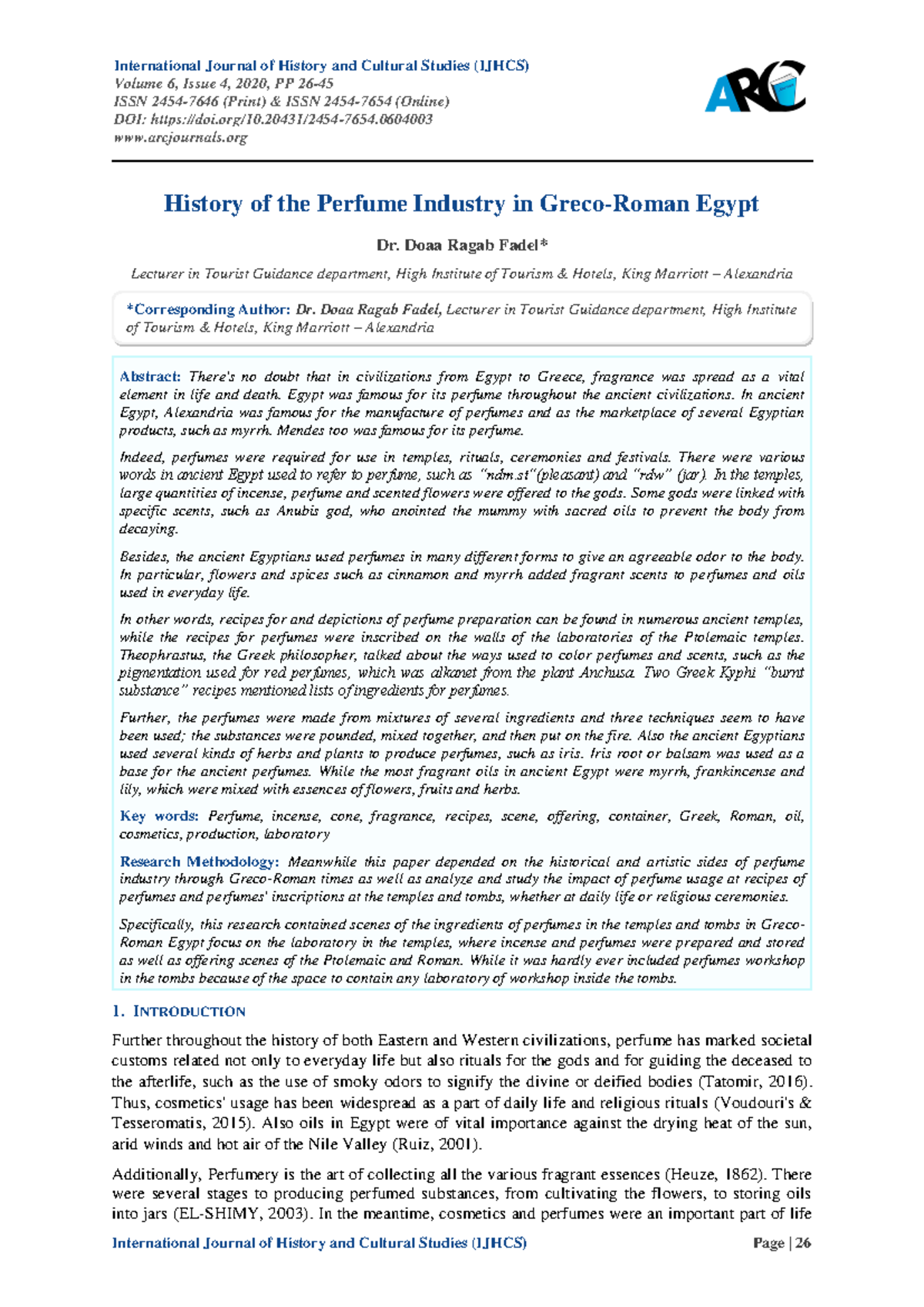 History of perfume - research article - International Journal of ...