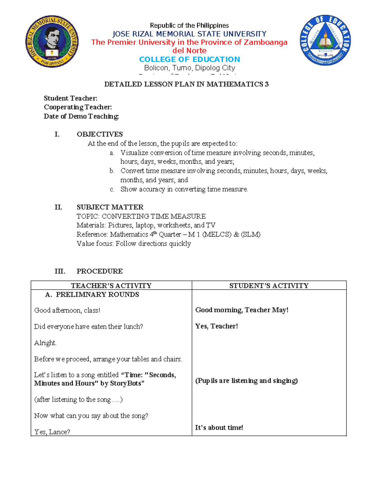 9. Detailed Lesson PLAN IN Mathematics 3 - DETAILED LESSON PLAN IN ...