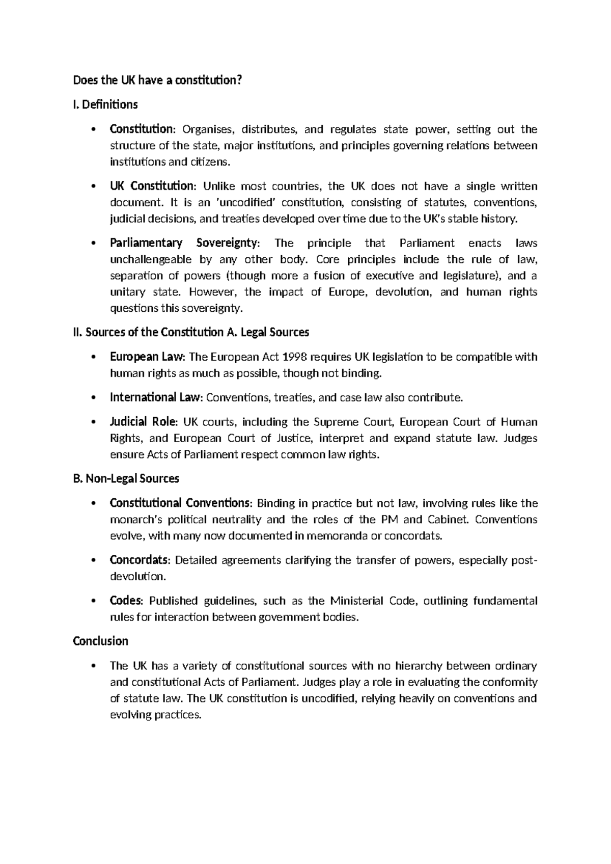 Uk Constitutional Law Does The Uk Have A Constitution I Definitions Constitution Organises 