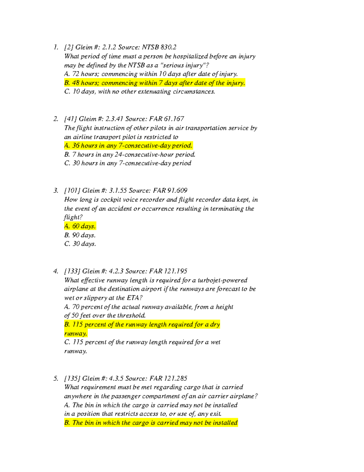 Flight Dispatch Paper 1 - Copy - [2] Gleim #: 2.1 Source: NTSB 830 ...