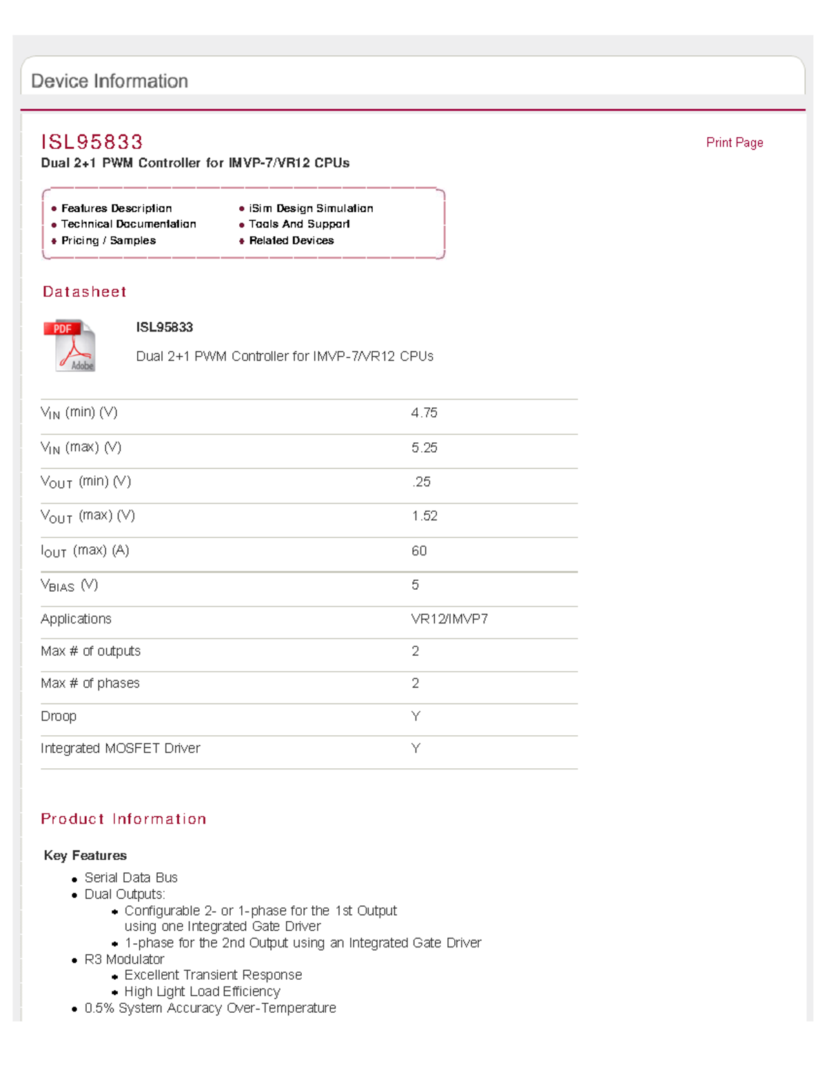ISL95833 - ebook - I SL 9 5 8 3 3 Print Page Dual 2+1 PWM Controller ...