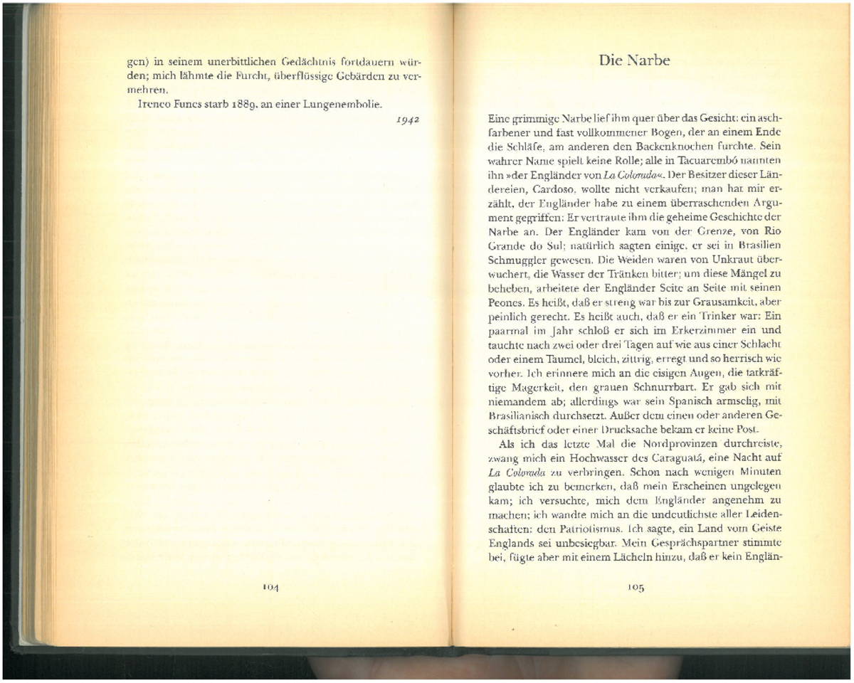 Jorge Luis Borges, Die Narbe - Einführung in die romanischen ...