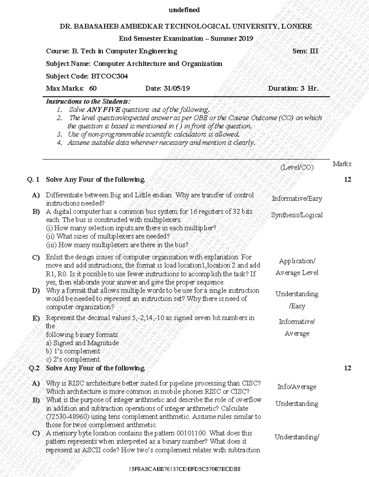 Computer Architecture and Organization - DR. BABASAHEB AMBEDKAR ...