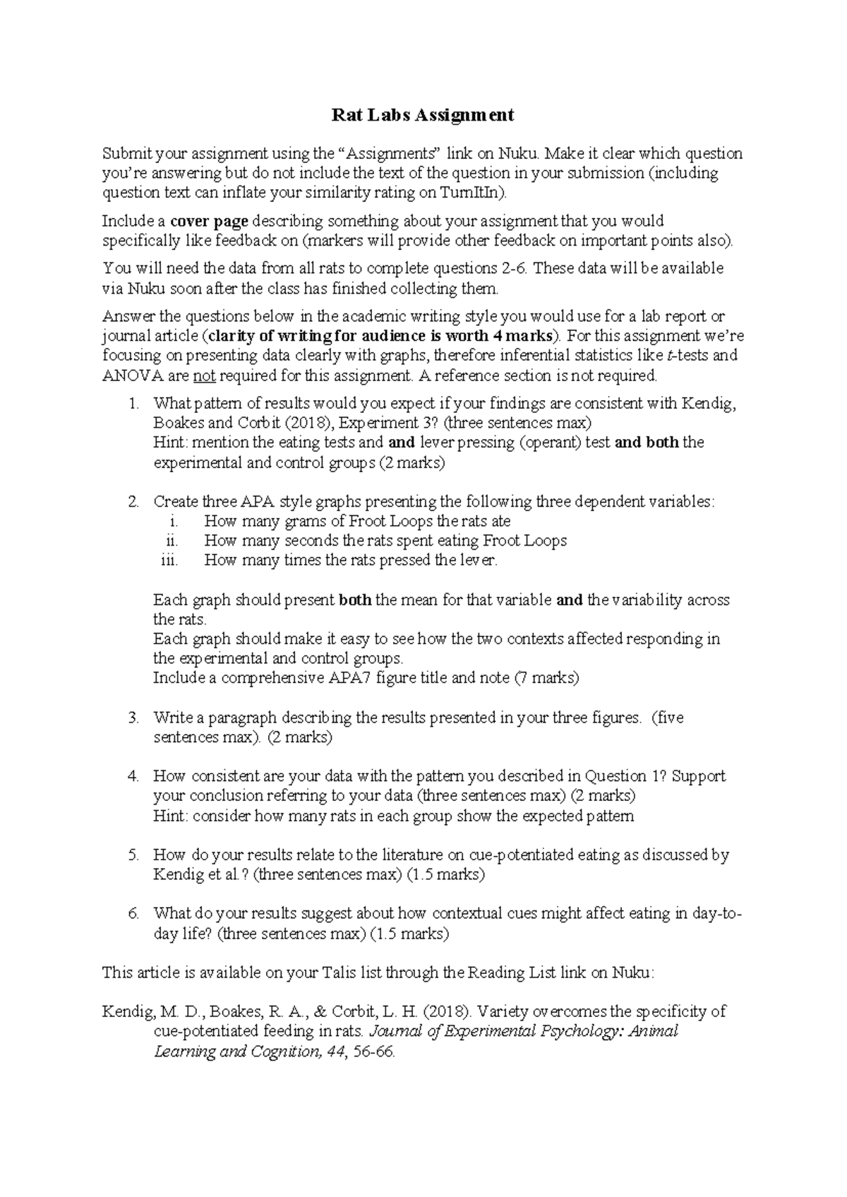 Rat labs assignment 2 outline - Rat Labs Assignment Submit your assignment using the ...