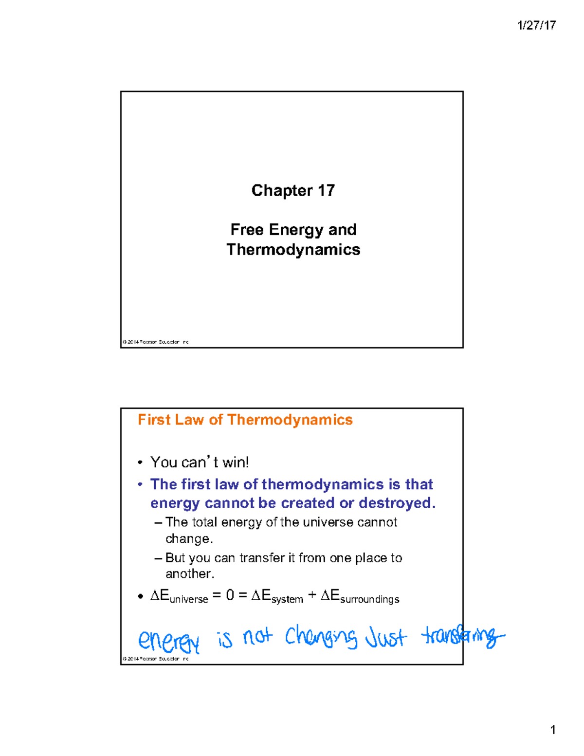 Chem Ch 16 Notes - Chapter 17 Lecture © 2014 Pearson Education, Inc ...