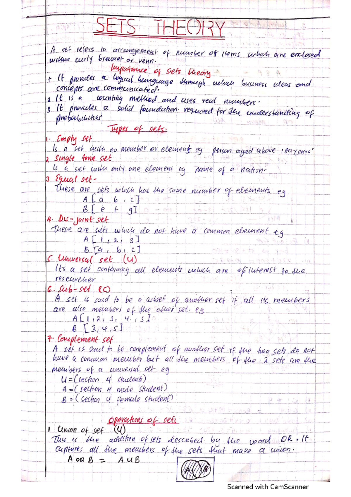 Sets theory cpa - SETS THEORY A set refers to arrengement of number or Items which are enclosed ...