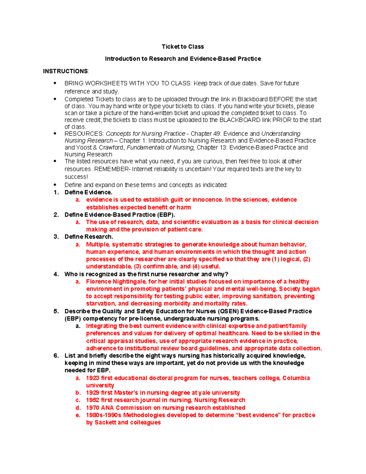 307 Introduction to Research and Evidence Based Practice Ticket to ...