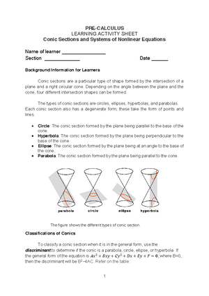 A PRE Calculus 11 Q1W2 - Pre-Calculus Quarter 1 – Module 2. Parabola ...