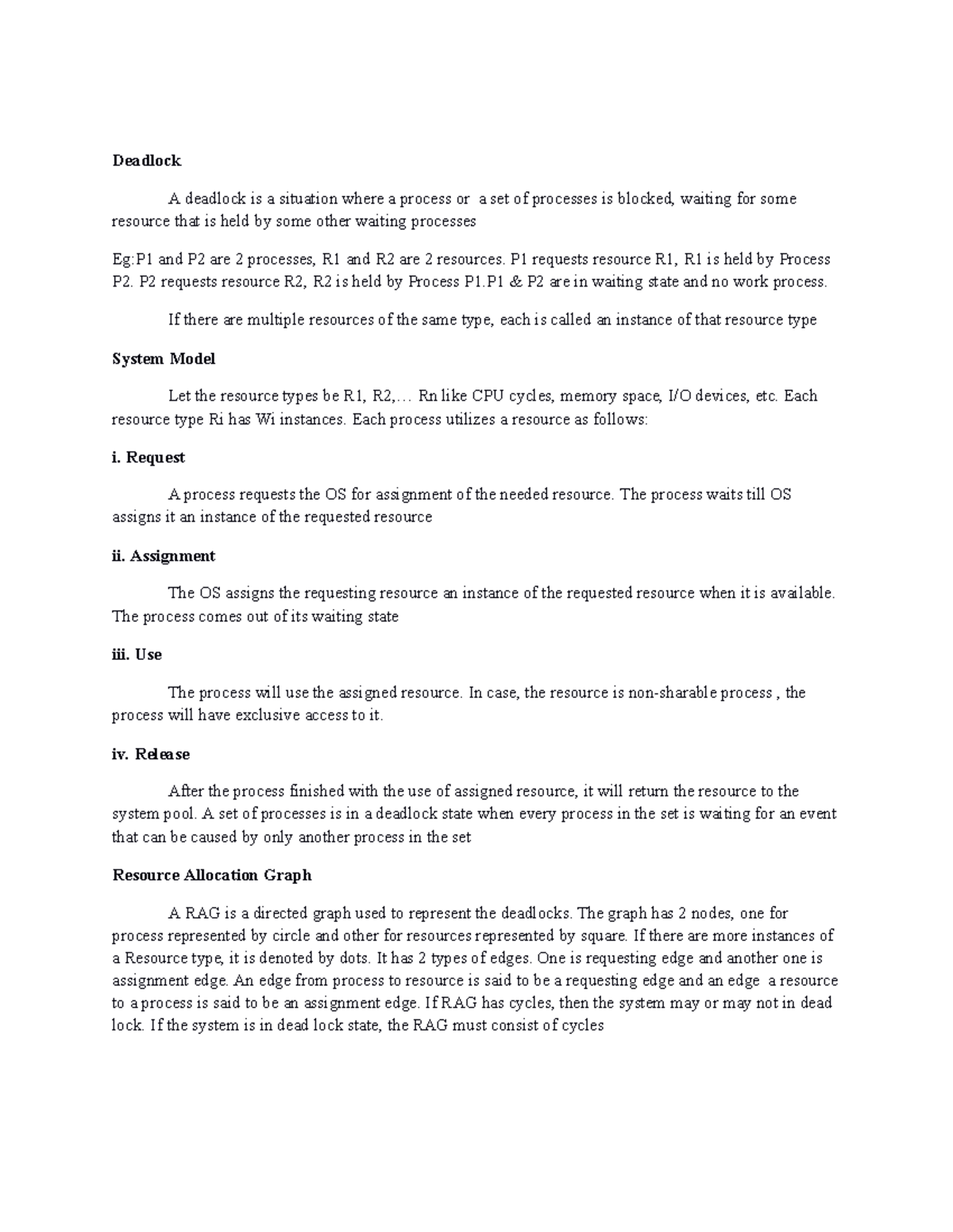 Deadlock - Deadlock A deadlock is a situation where a process or a set ...