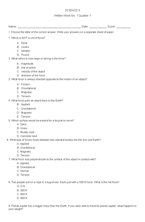 Math 8 - First Quarter Test Review Notes - MATH 8 Written Work No. 1 ...
