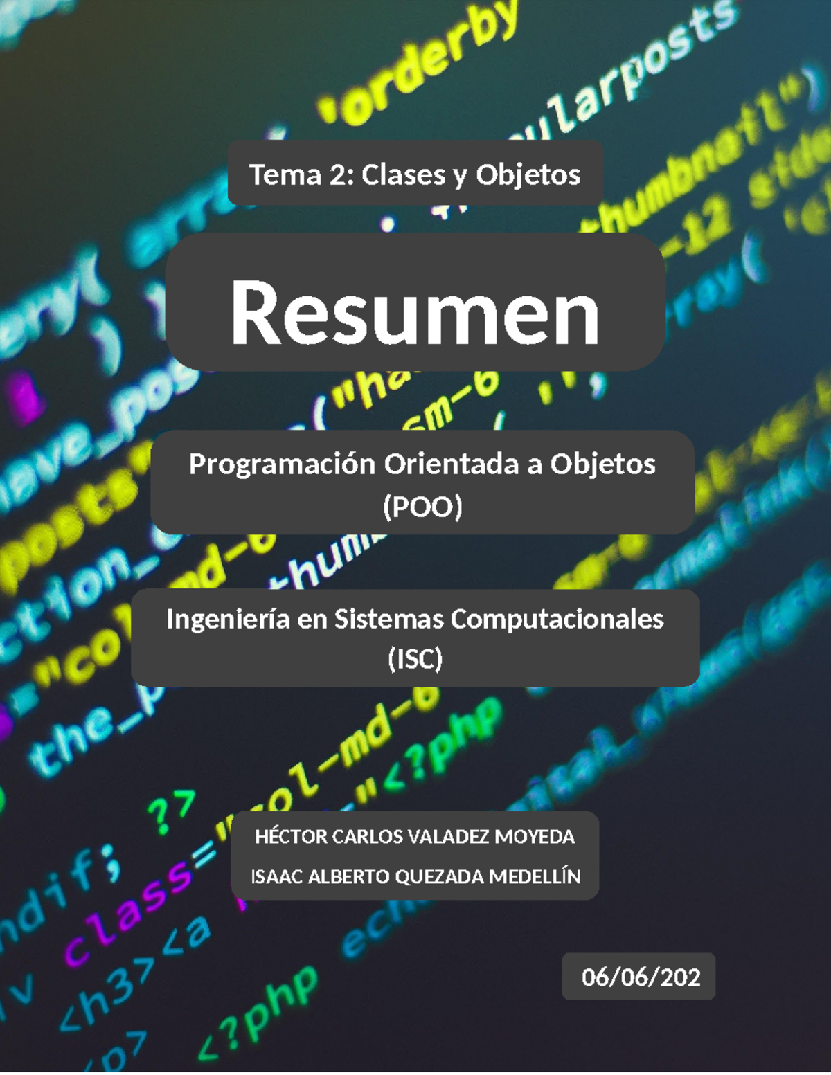 Clase y Objetos - Tema 2: Clases y Objetos Resumen Programación ...