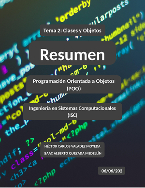 Clase y Objetos - Tema 2: Clases y Objetos Resumen Programación ...