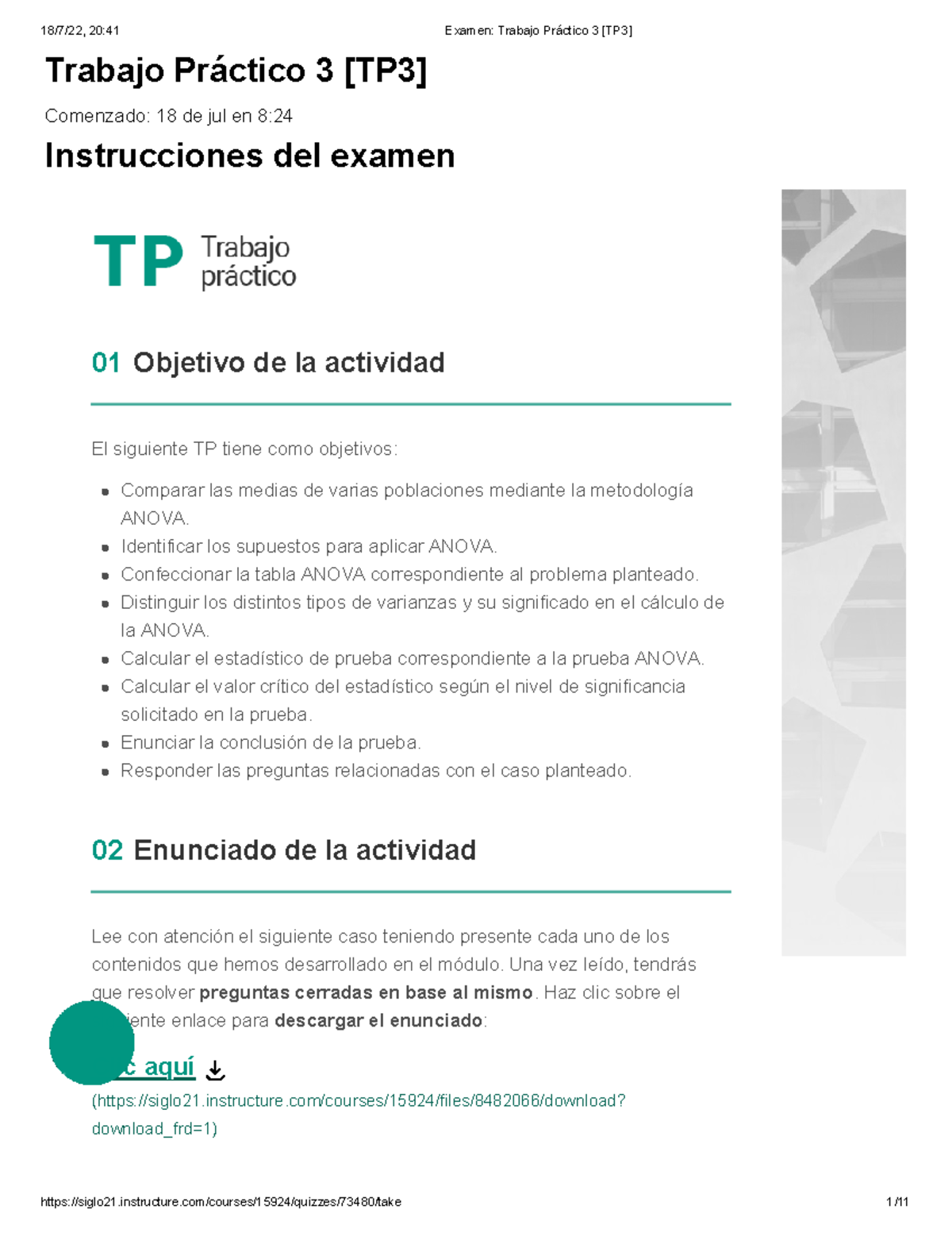 [TP3]estadistica 2 95% - Trabajo Práctico 3 [TP3] Comenzado: 18 de jul en 8: Instrucciones del ...