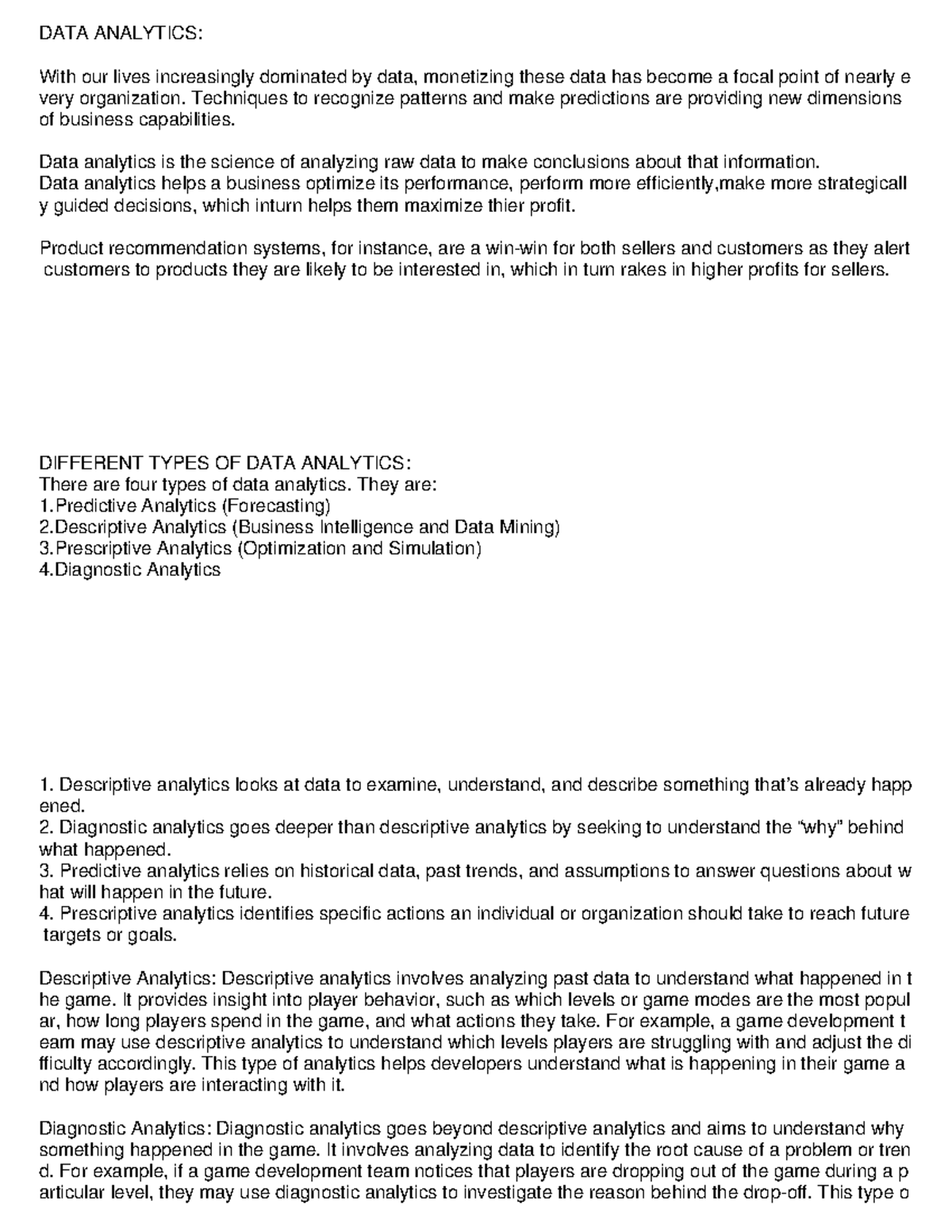 DATA Analytics - Self written notes - DATA ANALYTICS: With our lives ...