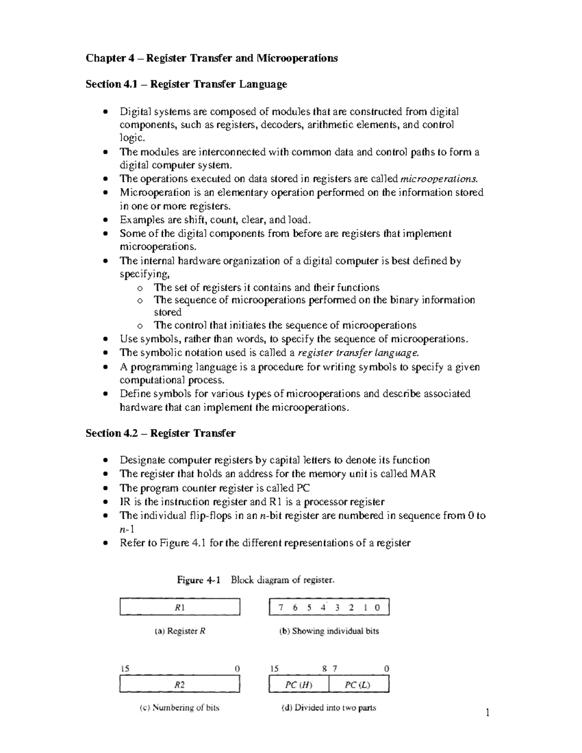 Unit1(Part2) - Chapter 4 – Register Transfer and Microoperations ...
