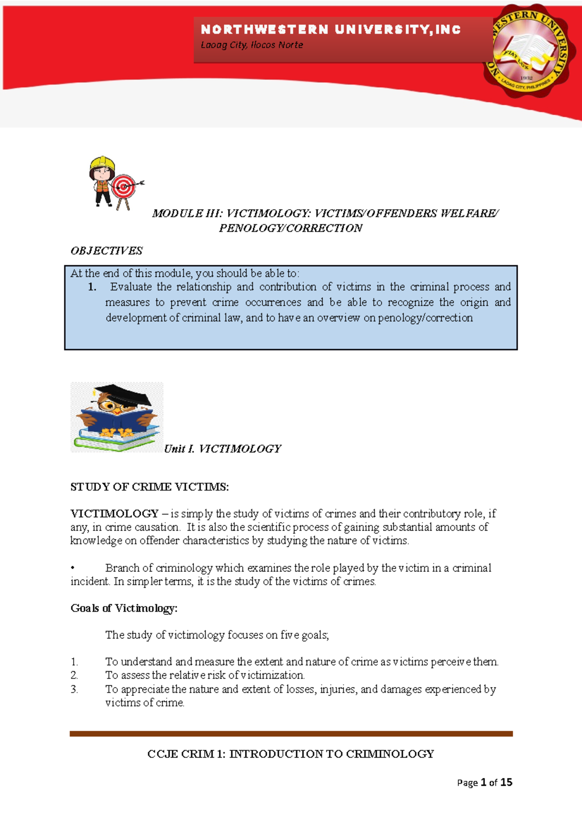 Module III-Intro to Crim - MODULE III: VICTIMOLOGY: VICTIMS/OFFENDERS ...