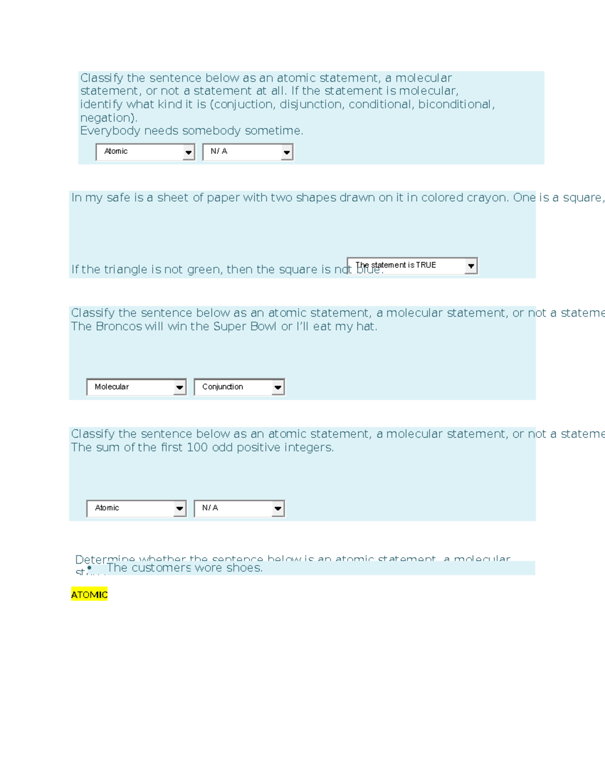 Discrete math cs 6105pdf - Determine whether the sentence below is an ...