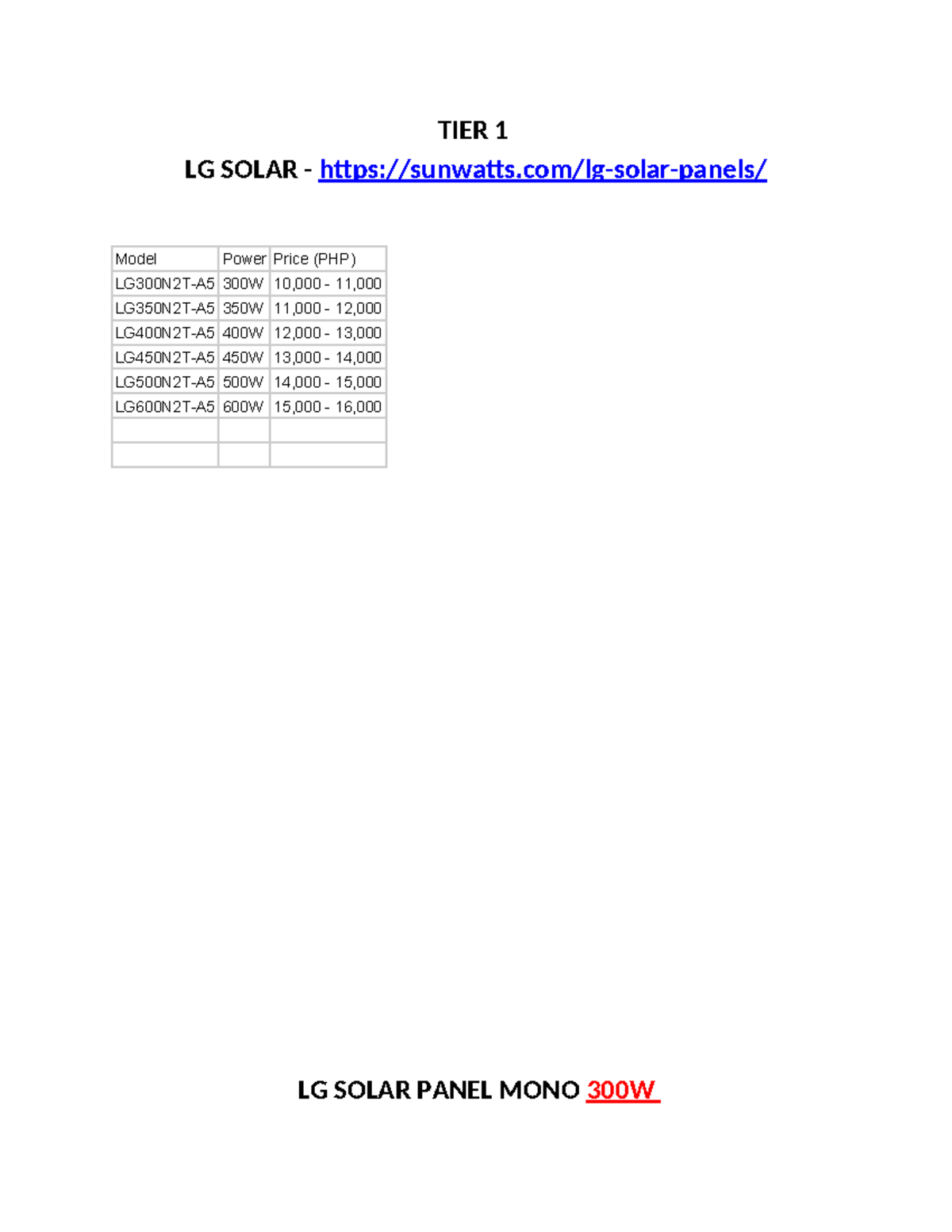 TIER1- Brands - n.a - TIER 1 LG SOLAR - sunwatts/lg-solar-panels/ Model ...