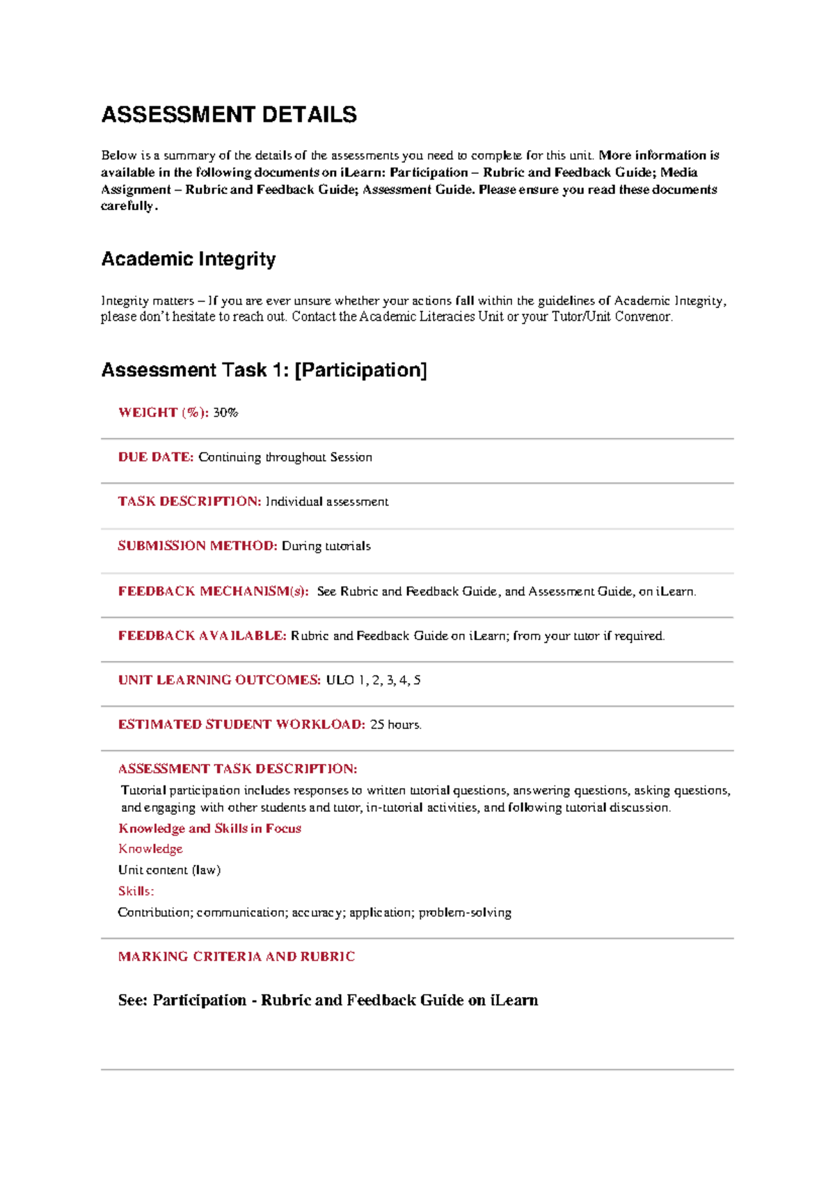 ACCG2051 S1 2024 Assess Doc V3 - ASSESSMENT DETAILS Below is a summary ...