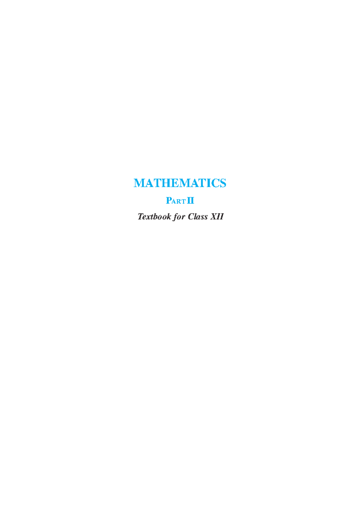 Lemh2ps Study MATHEMATICS PART II Textbook For Class XII