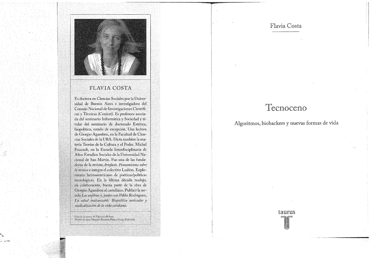 Costa - Tecnoceno - Flavia Costa FLAVIA COSTA Es doctora en Ciencias ...