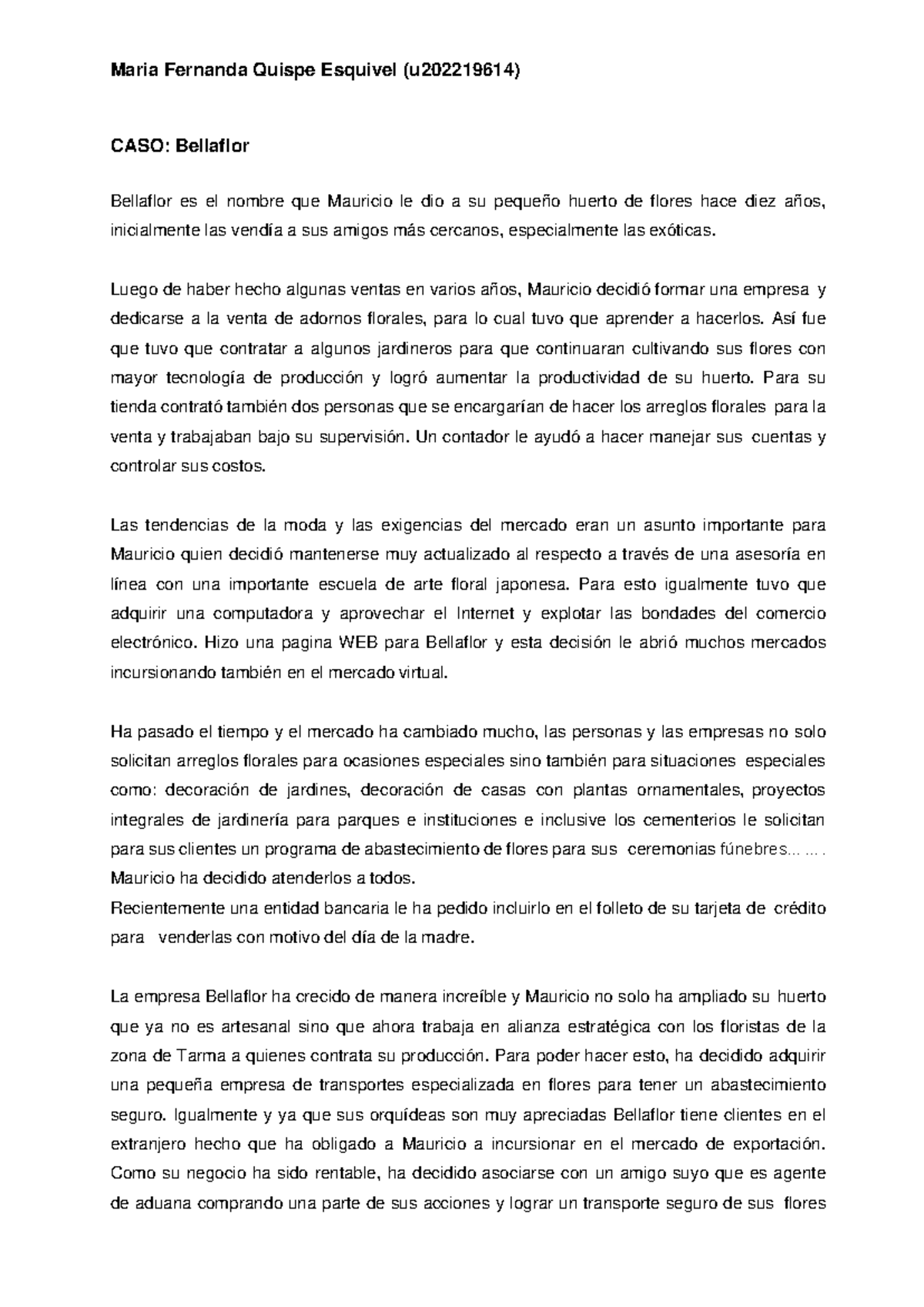 Cueros Aldoy Bellaflor- Maria Fernanda Quispe Esquivel(u202219614 ...