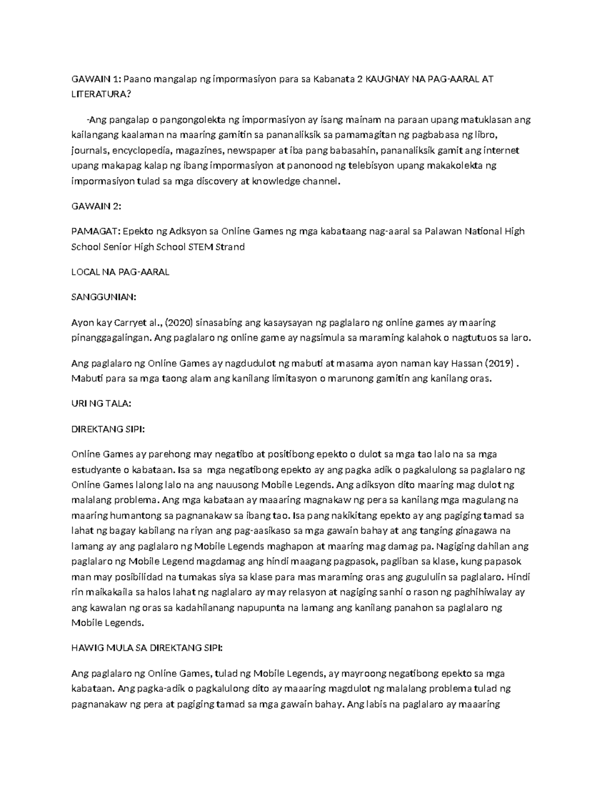 Pagpag Research Hindi NIYO AKO Tinulungan Iyakan KO KAYO E - GAWAIN 1 ...