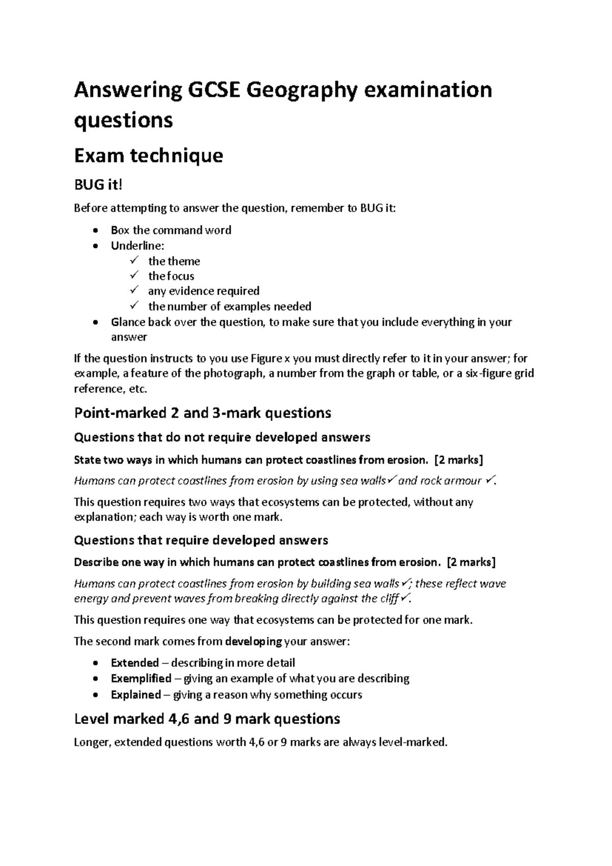 GCSE Geography model answers - Answering GCSE Geography examination ...