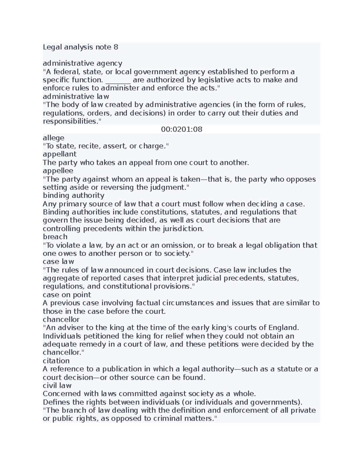 Legal analysis note 8 - Professor Sherman - Legal analysis note 8 ...