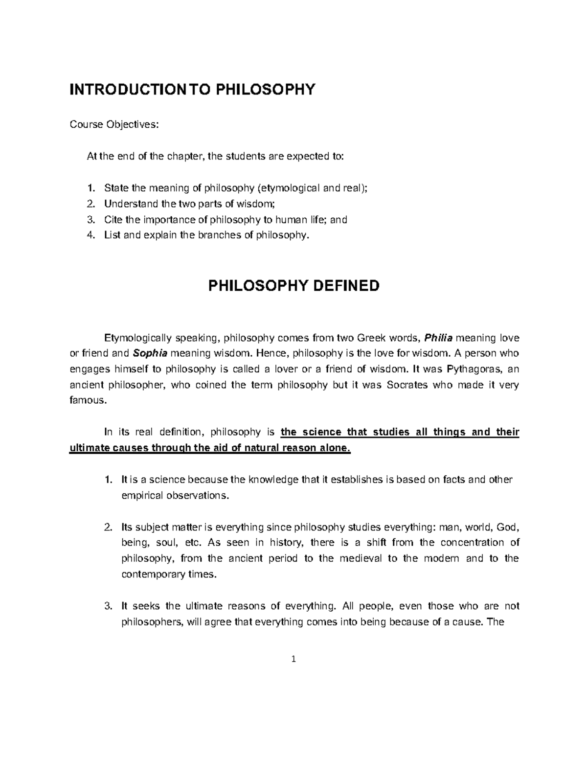 Introduction-to-Philosophy - INTRODUCTION TO PHILOSOPHY Course ...