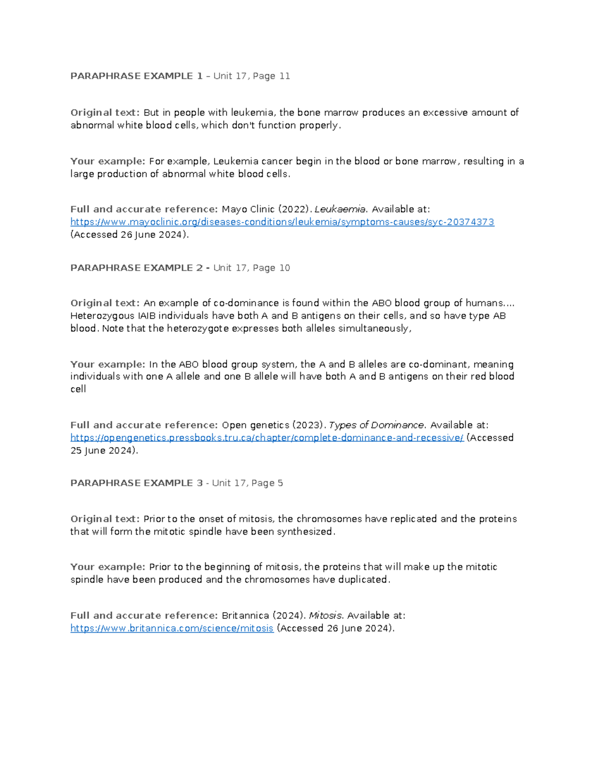 Unit 19 Question 10 - PARAPHRASE EXAMPLE 1 – Unit 17, Page 11 Original ...