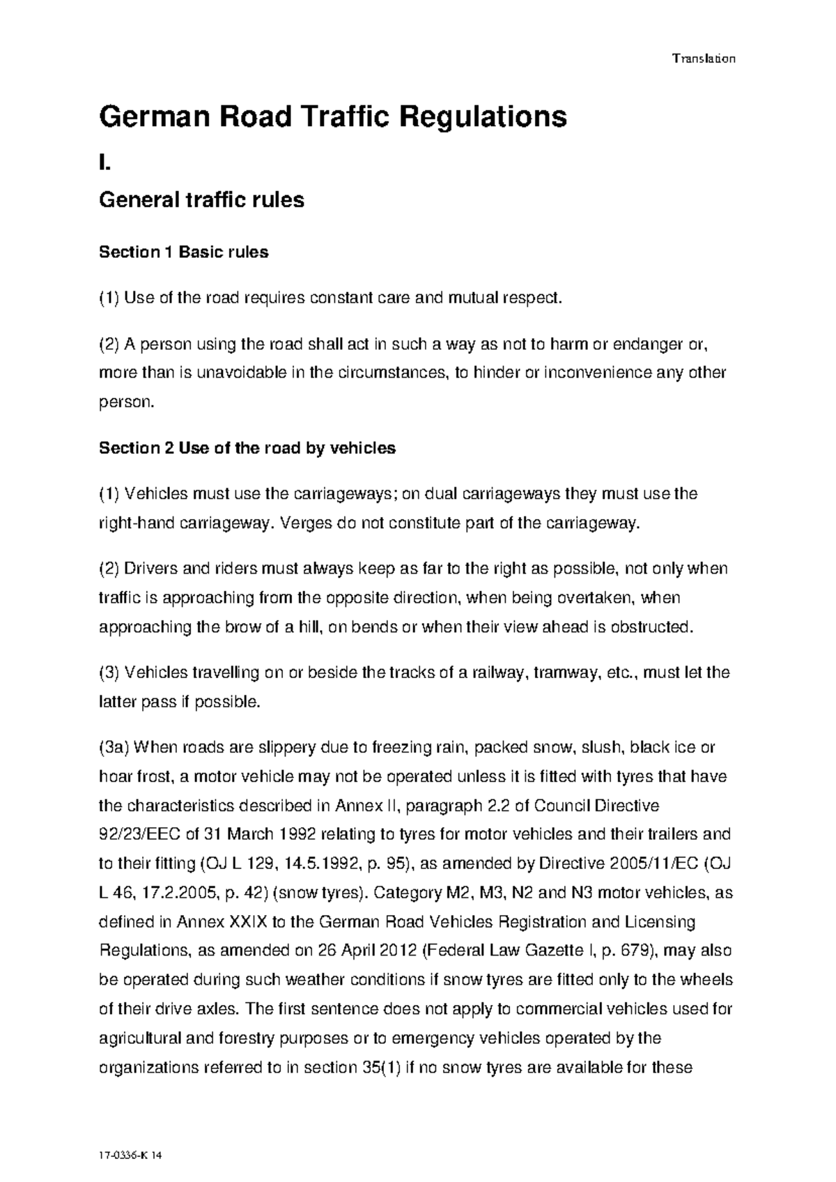 Complete - thwy6yhth5 - German Road Traffic Regulations I. General ...