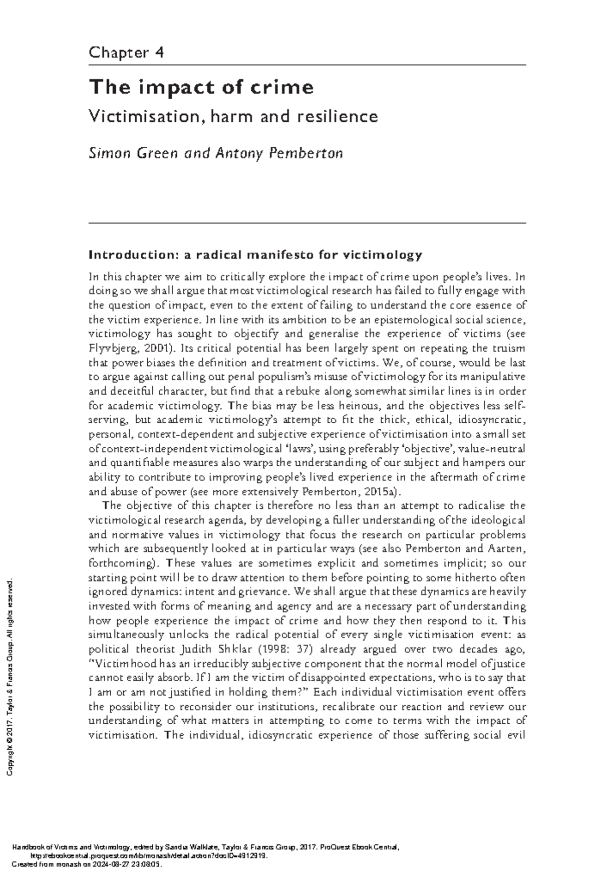 Handbook of Victims and Victimology - (4 The impact of crime ...