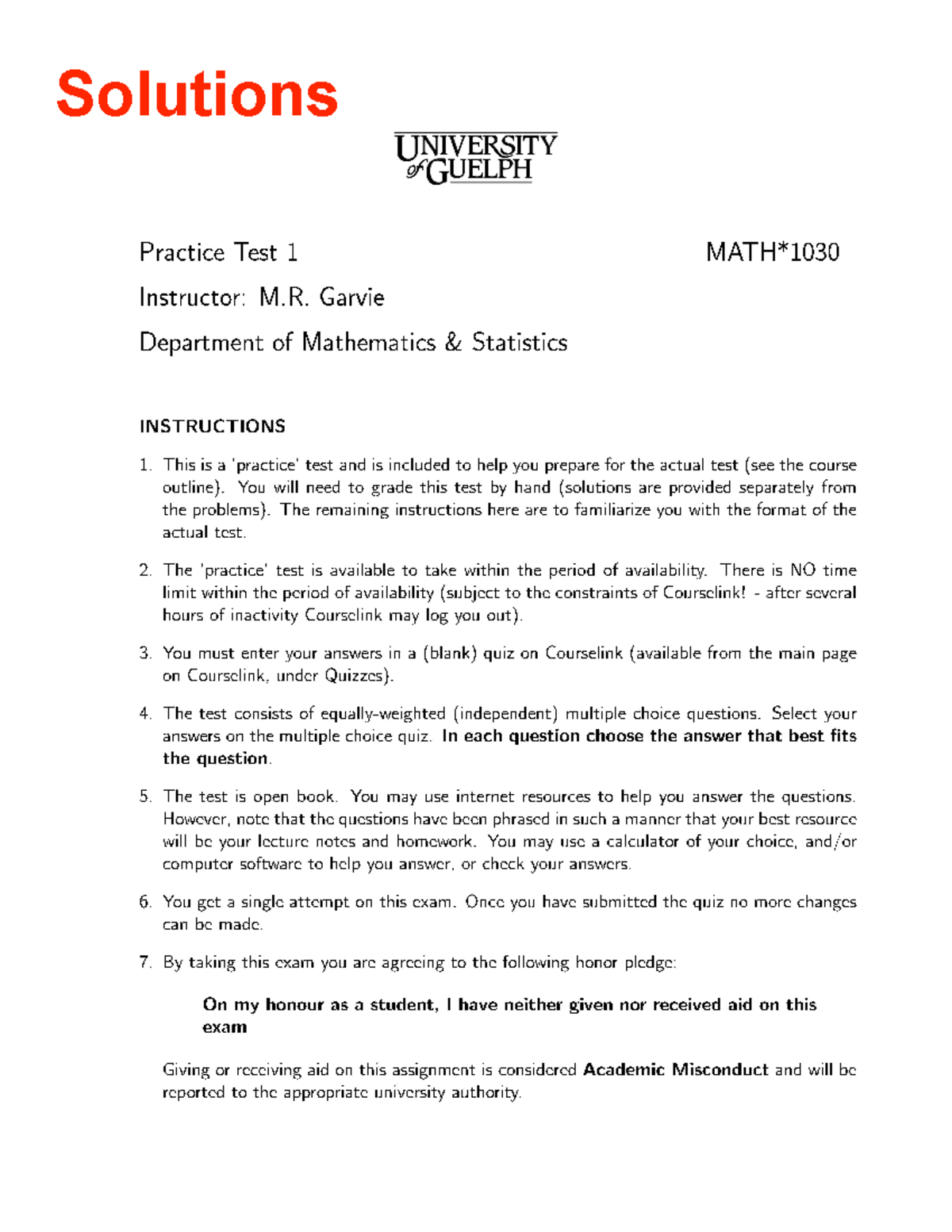 Practice Test1 1030 F23 solutions - MATH 1030 - Studocu