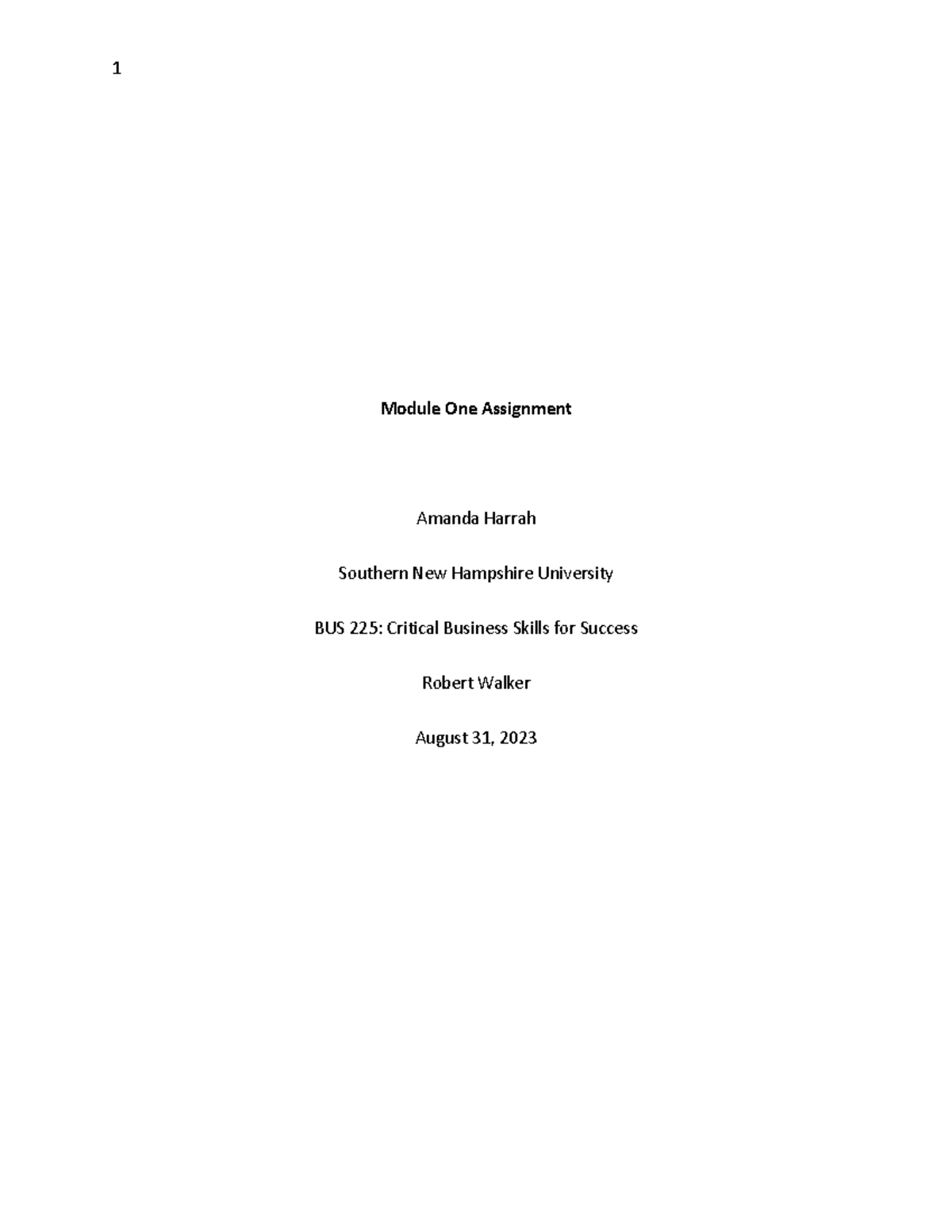 BUS225 Module One Assignment - Module One Assignment Amanda Harrah ...
