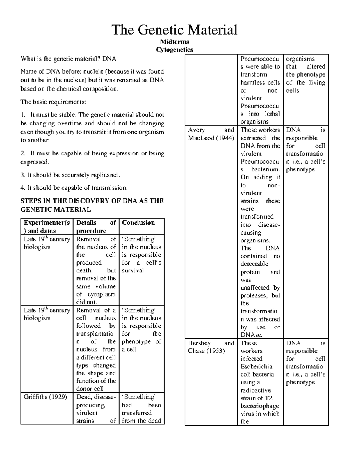 The Genetic Material - The Genetic Material Midterms Cytogenetics What ...
