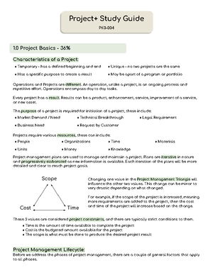 Study guide - C722 – Project Management Project: any temporary endeavor ...