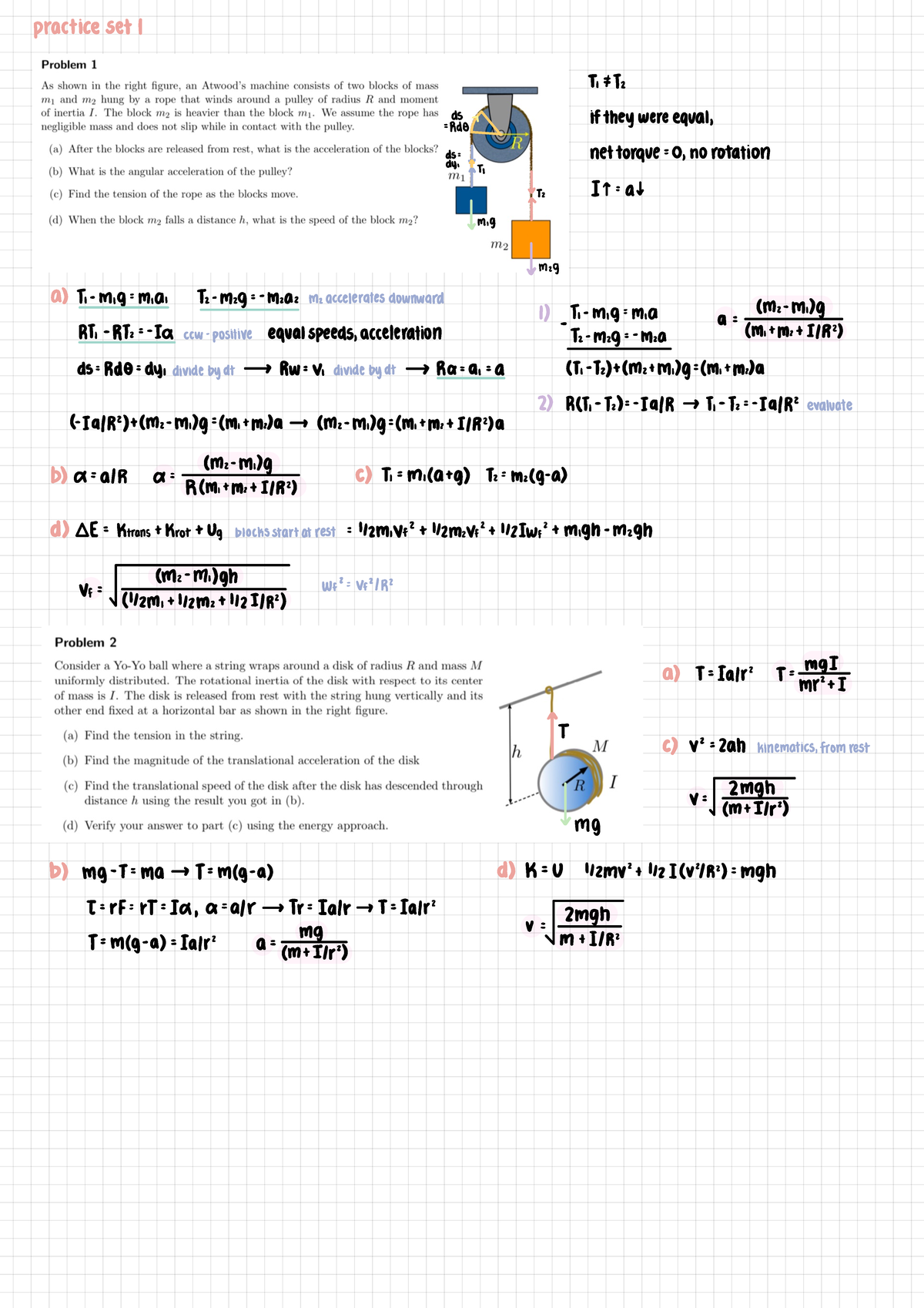 Physics Practice Problems - UC Berkeley - practice set I T. FT AS =RdE ...