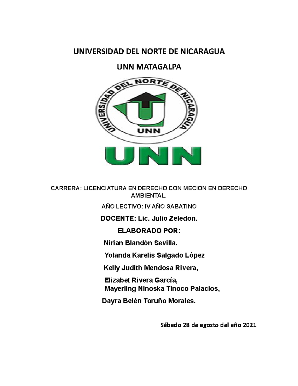 Copia de Copia de Trabajo Derecho Laboral 8 - UNIVERSIDAD DEL NORTE DE ...