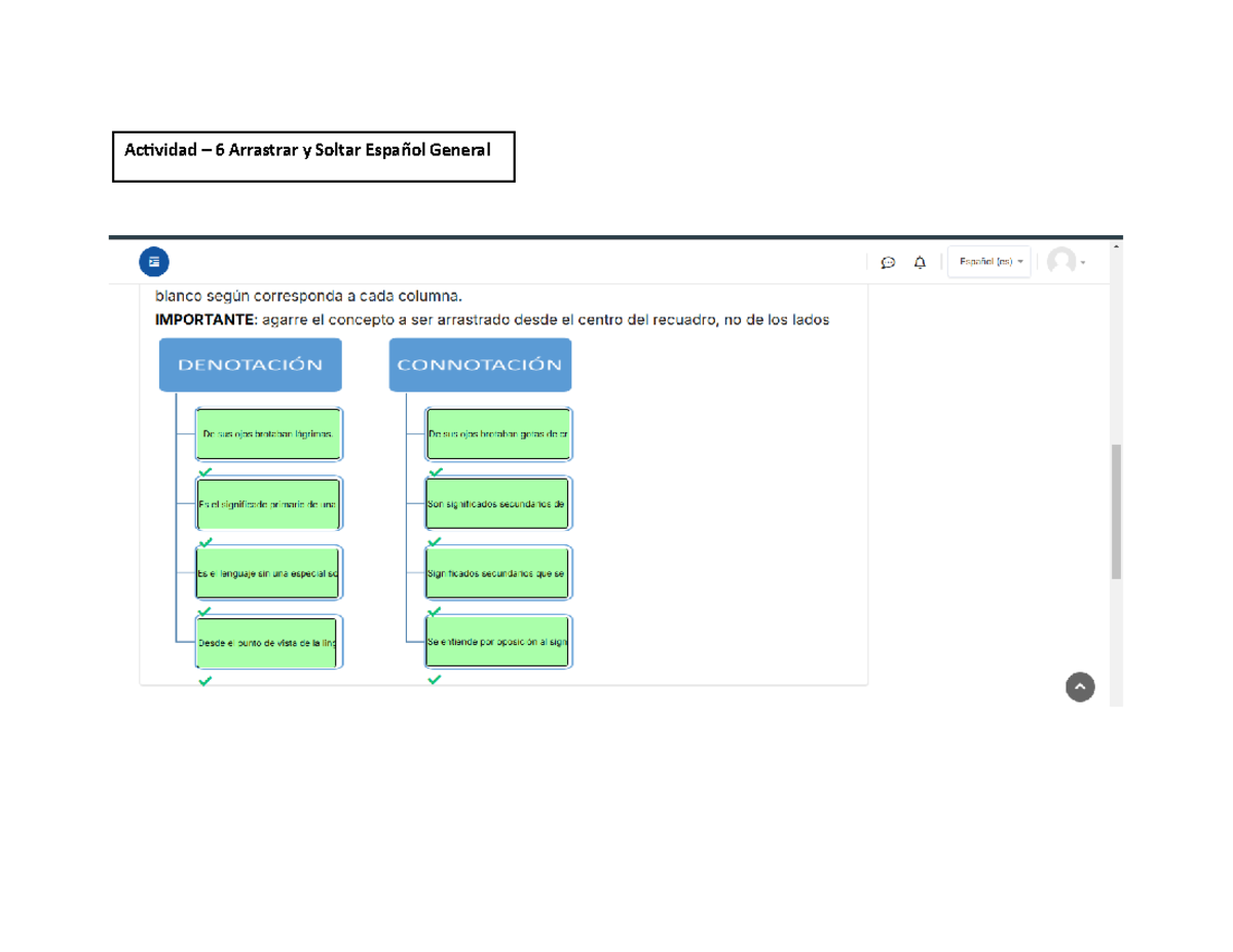 Actividad - 6 Arrastrar y soltar Español General - IMPORTANTE: agarre ...